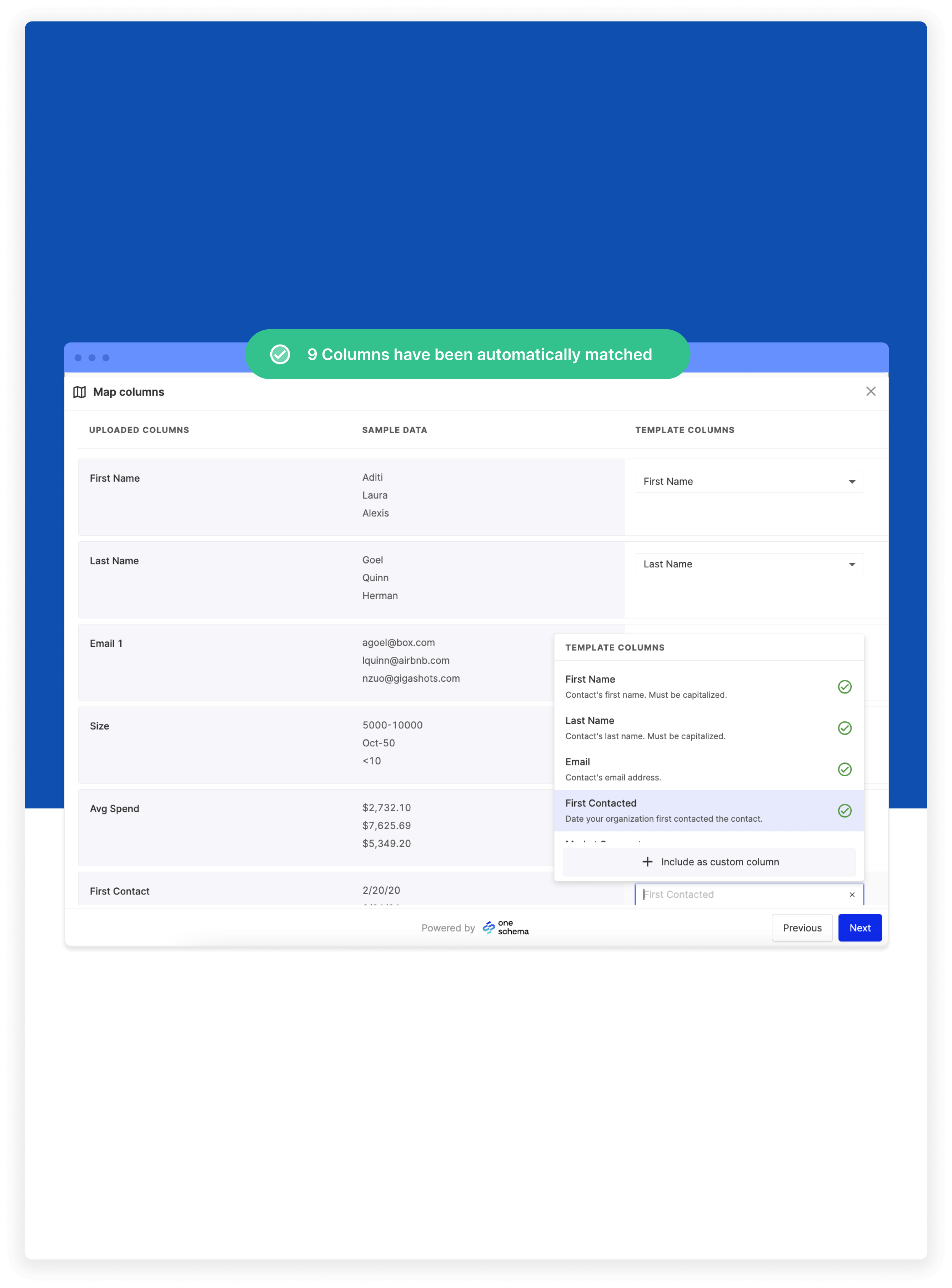 OneSchema CSV Importer | The embeddable CSV Importer for Developers
